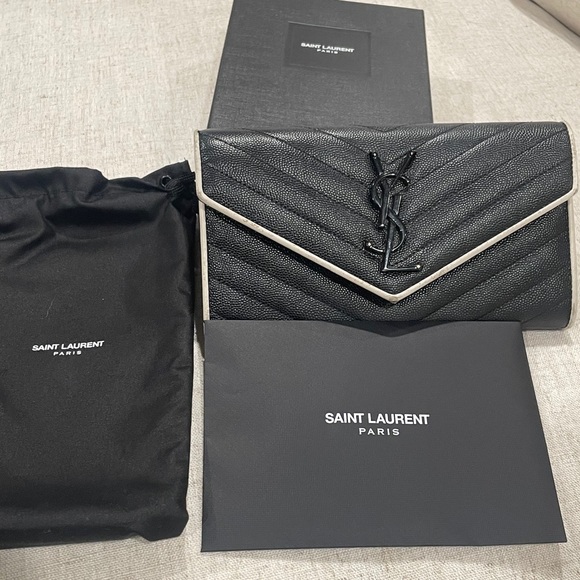 Yves Saint Laurent | Bags | Ysl Monogram Large Flat Envelope Wallet ...